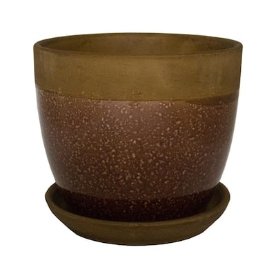 Trendspot 6 in. Dia Brown Geode Ceramic Planter CR11251S-060B