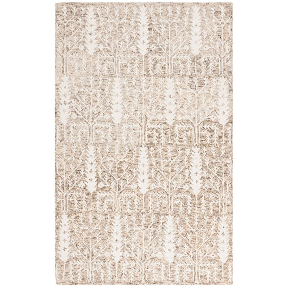 SAFAVIEH Jardin 6 ft. x 9 ft. Light Brown/Ivory Geometric Branches Area ...