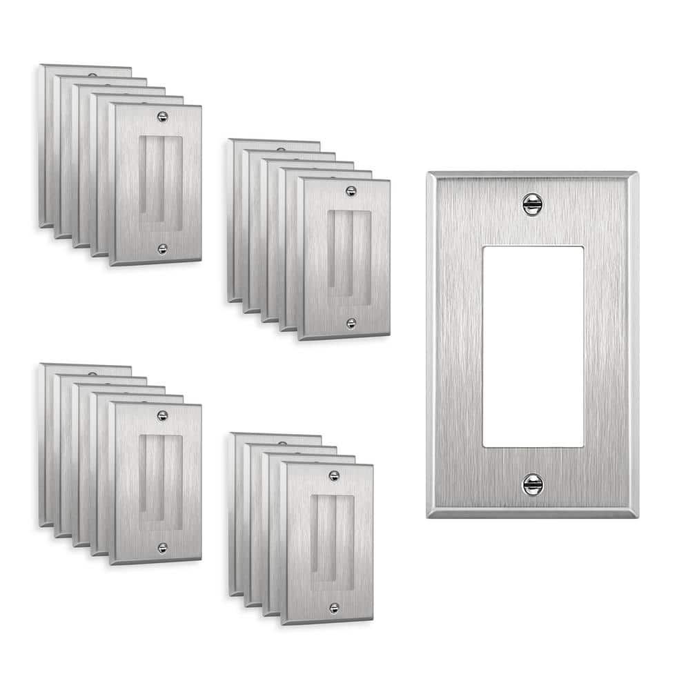 ENERLITES 1-Gang Stainless Steel Decorator Rocker Metal Wall Plate ...