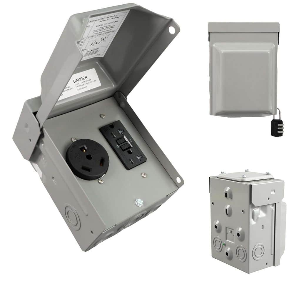 HIITIO 30Amp NEMA TT-30R and 20Amp Outdoor GFCI RV Outlet Box, 125-Volt ...