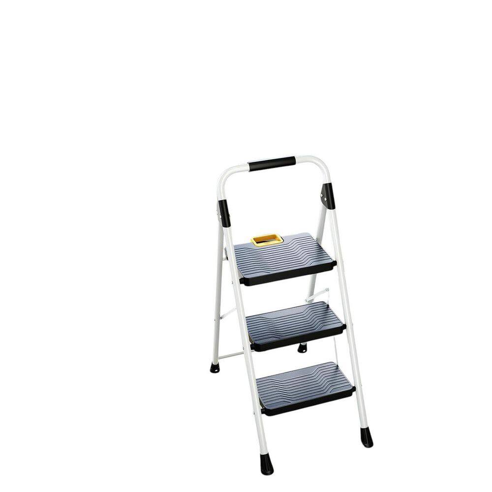 KIWDZFU Reach 3 Step Folding Ladder with Safety Lock, 800 lbs. Non-Skid ...