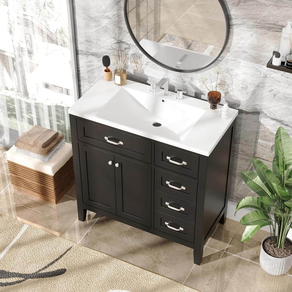 PARASOLAR 36 in. W x 18 in. D x 36 in. H Single Sinks Bath Vanity in ...