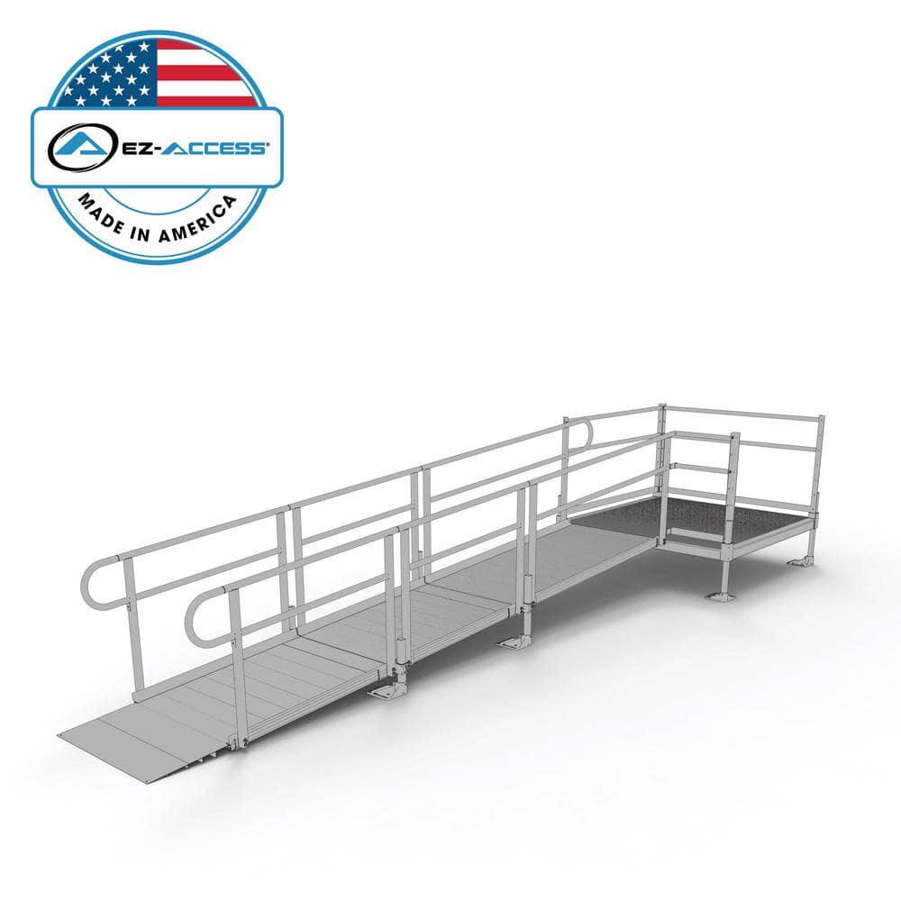 EZ-ACCESS PATHWAY 14 ft. Straight Aluminum Wheelchair Ramp Kit with ...