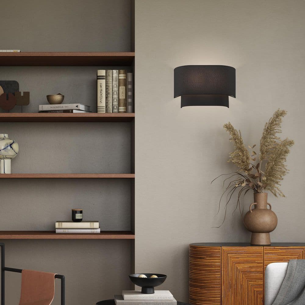 AVIANCE LIGHTING Hillcott 13 in. Black Sconce with Black Shade HD91207 ...