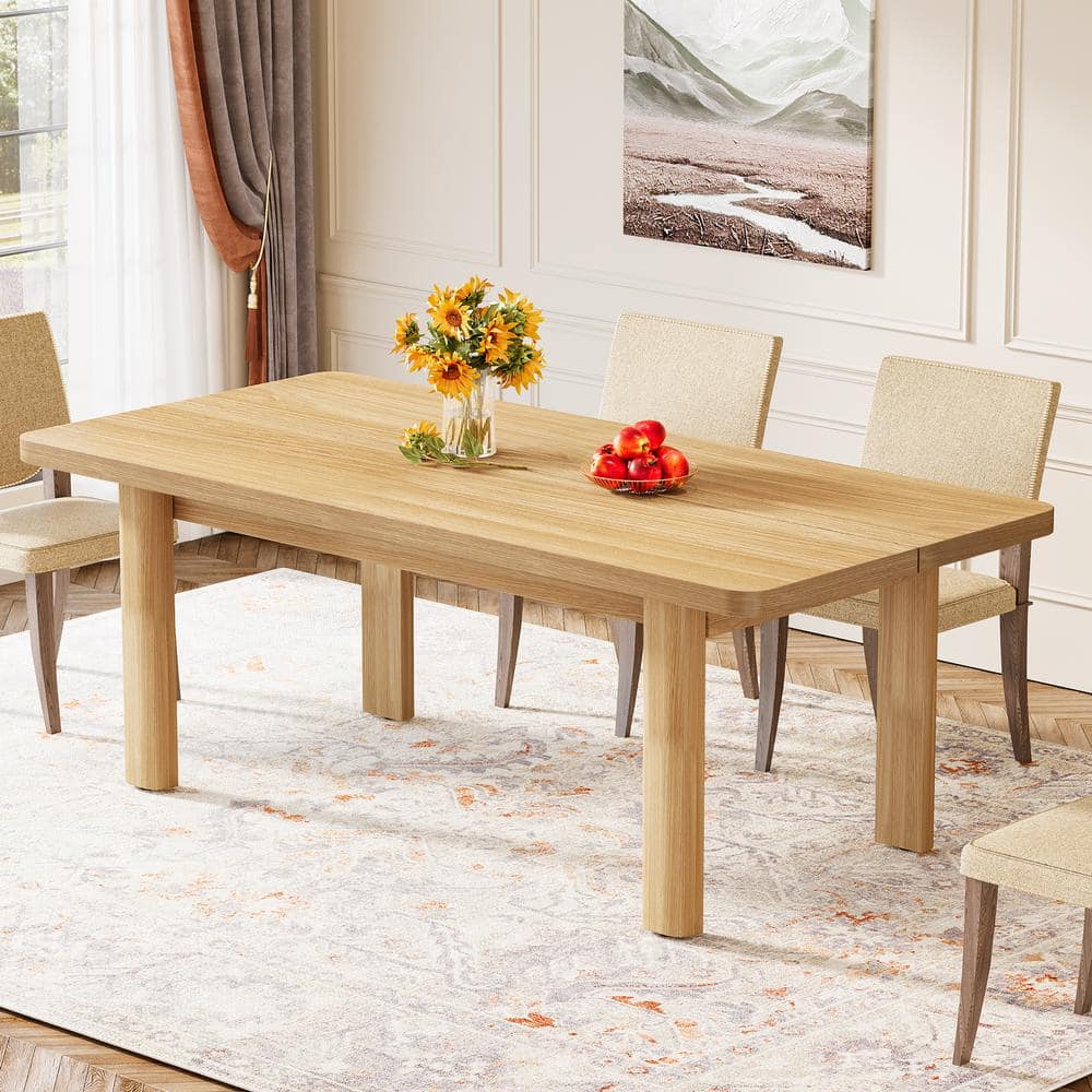 TRIBESIGNS WAY TO ORIGIN Halsey 63 in. Light Brown Wood 4 Legs Dining ...