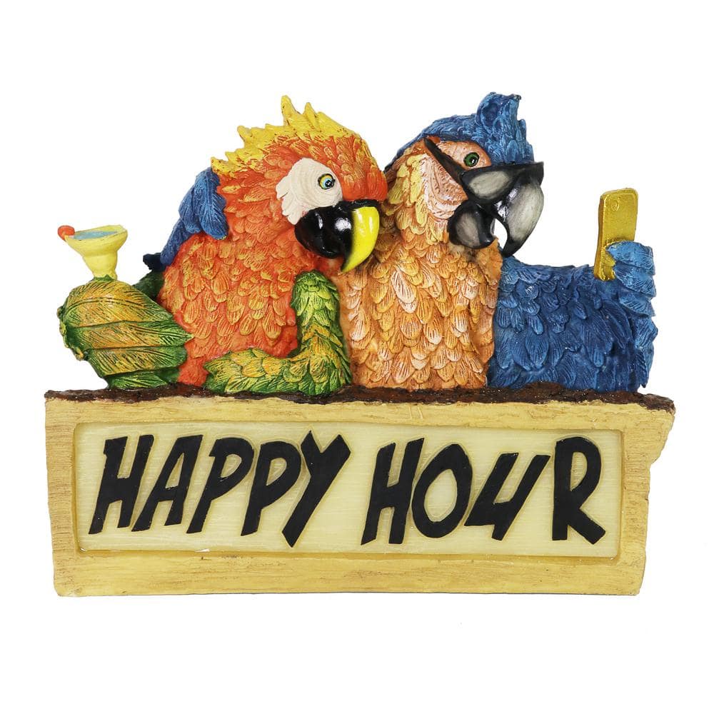 Exhart Solar Happy Hour Parrot Marquee Garden Statue 12215 - The Home Depot