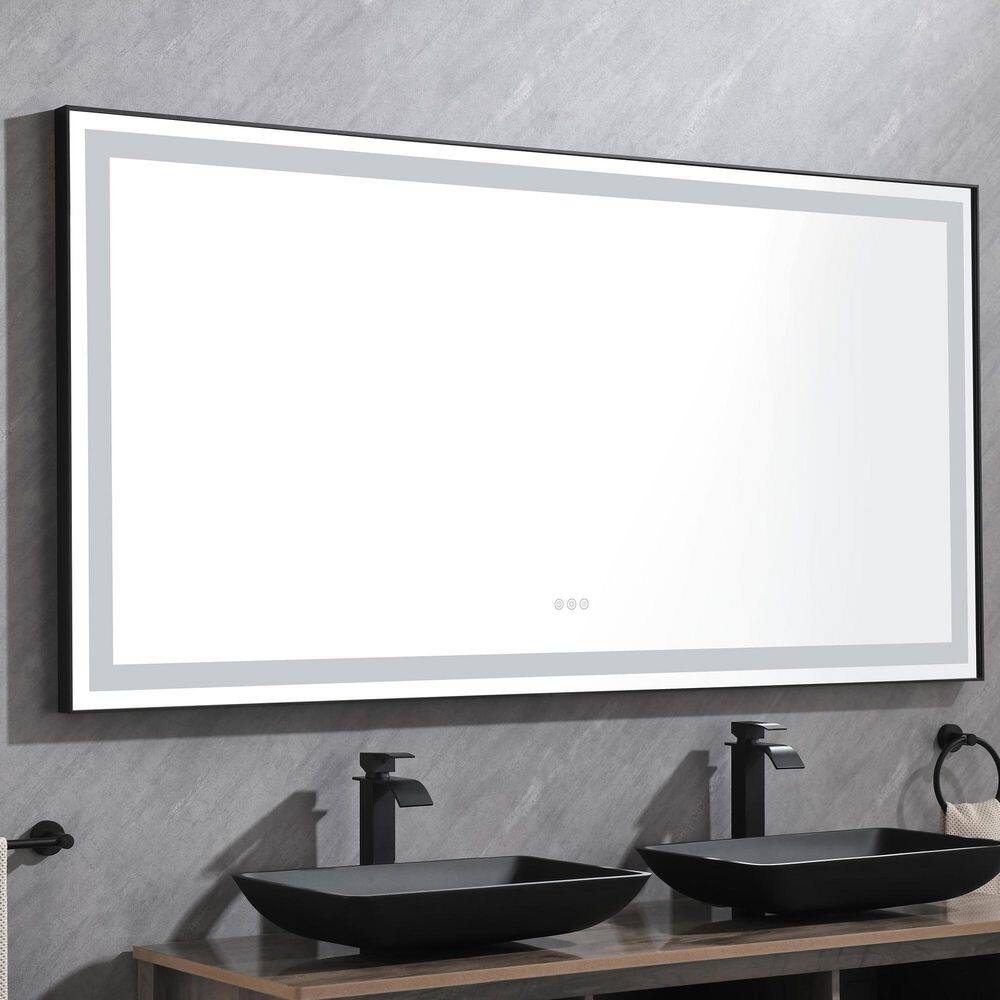 tunuo 84 in. W x 36 in. H Rectangular Aluminum Framed LED Horizontal or ...
