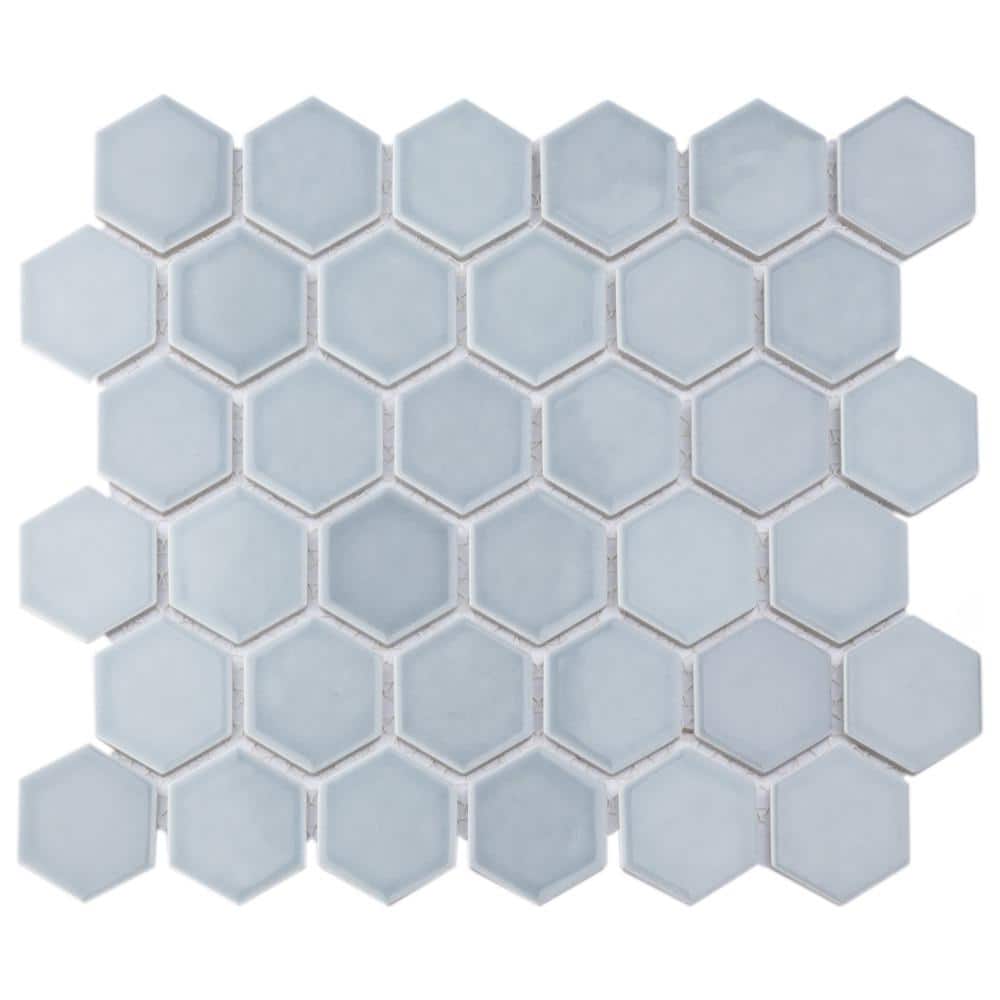Merola Tile Hudson Due 2" Hex Slate 6 in. x 6 in. Porcelain Mosaic Take ...