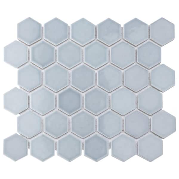Merola Tile Hudson Due 2" Hex Slate 6 in. x 6 in. Porcelain Mosaic Take ...