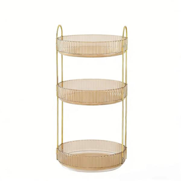 Numhew 3-Tier 360 Rotating Vanity Organizer in Gold, Cosmetic Storage ...