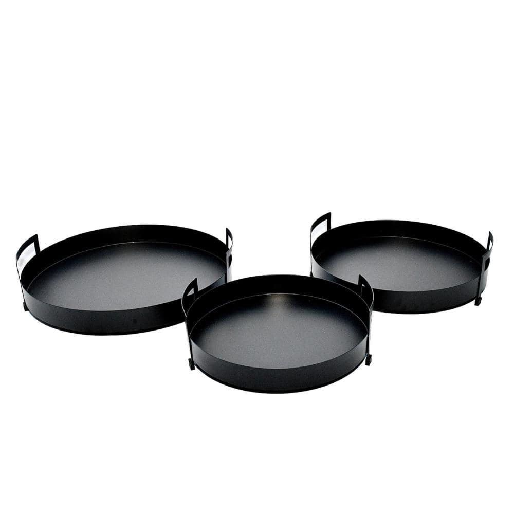 Benjara Black Decorative Tray (Set of 3) BM308641 - The Home Depot
