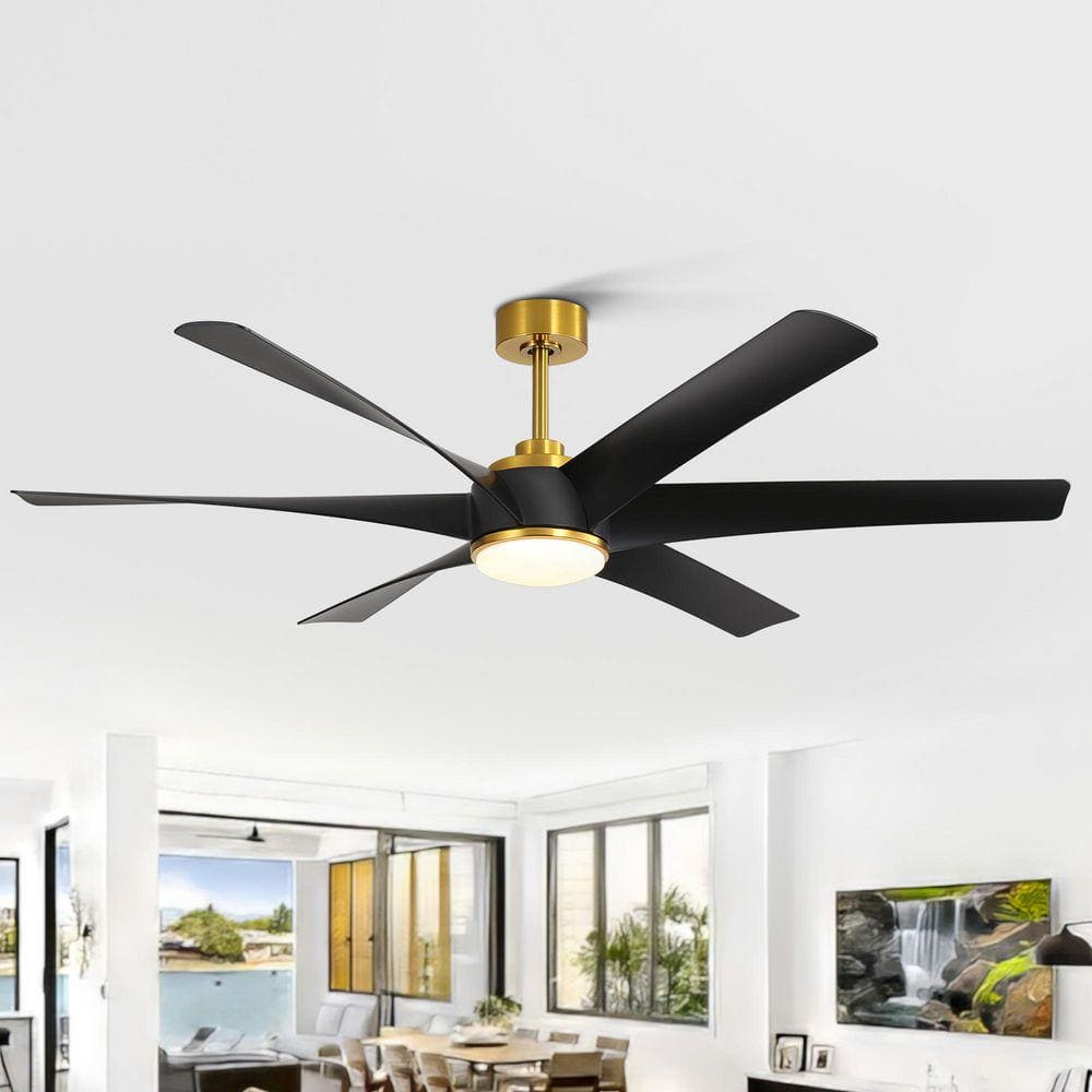 Airsurfer Primo 65'' Indoor Black Ceiling Fan with 6 ABS Blades, 3 ...