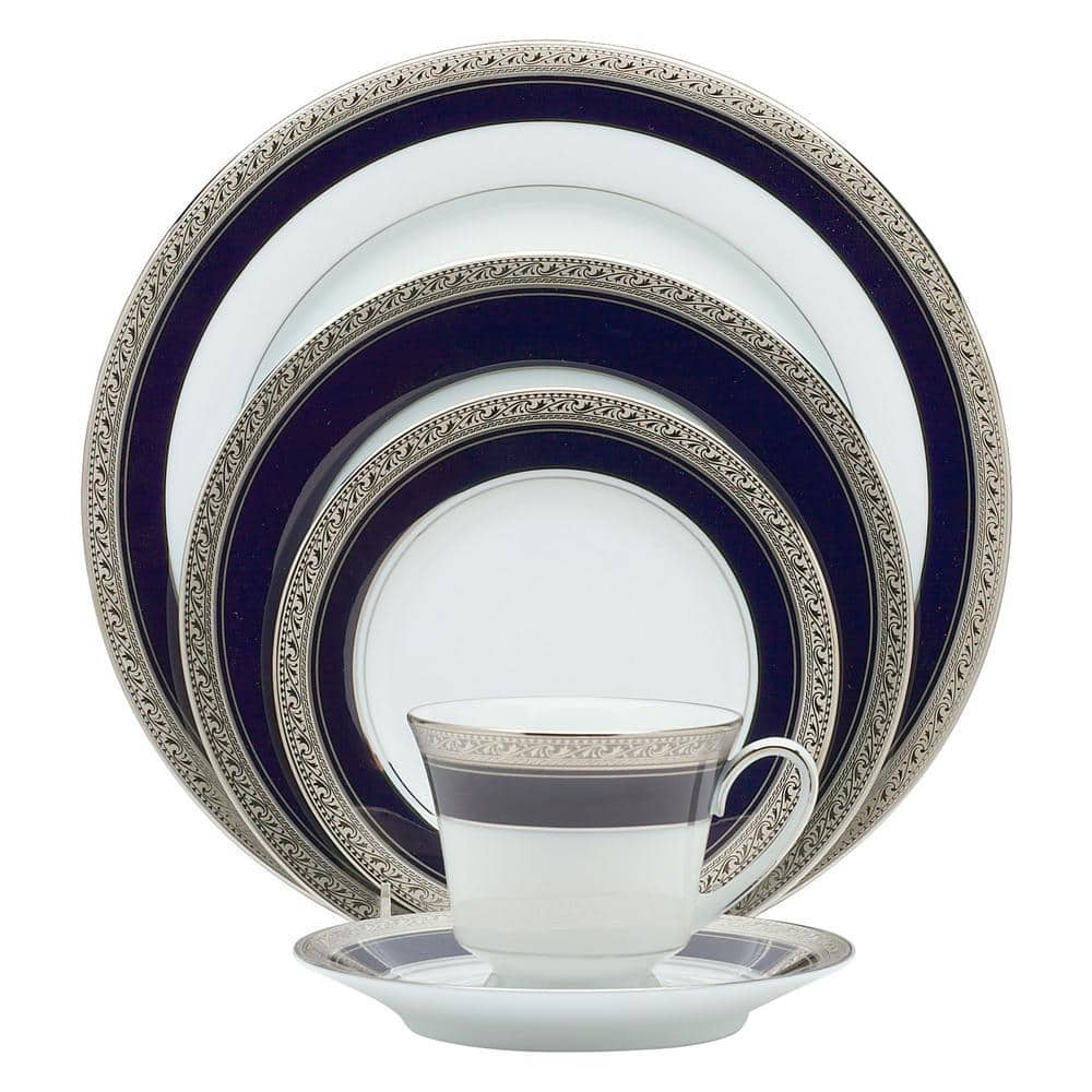 Noritake Crestwood Cobalt Platinum 5-Piece (White) Porcelain Place ...