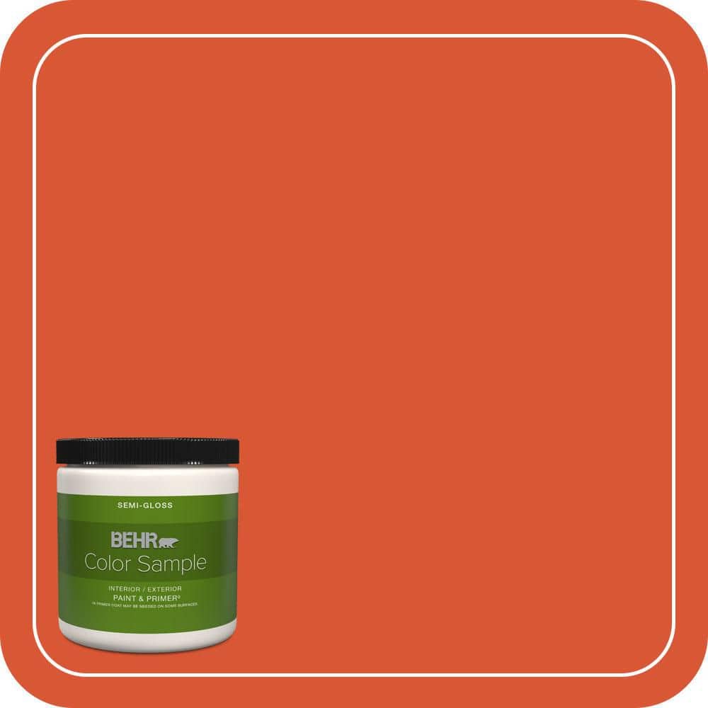 BEHR PREMIUM PLUS 8 oz. #P190-7 Inferno Semi-Gloss Interior/Exterior ...