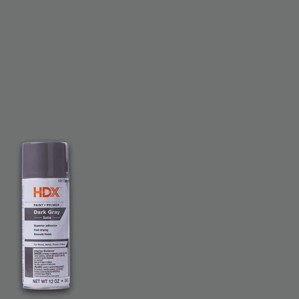 HDX 12 oz. Paint and Primer Satin Gray Spray Paint 680033 - The Home Depot
