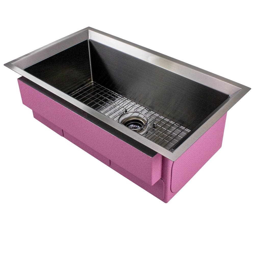 Transolid Studio 33 in. Undermount Single Bowl 14-Gauge PVD Gun Metal ...