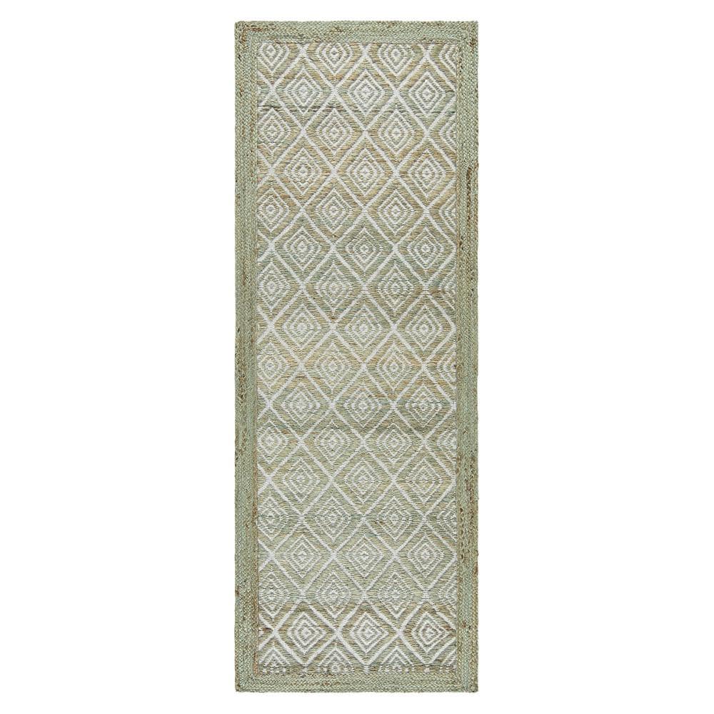 TOWN & COUNTRY LIVING Nalani Textured Diamond 100% Jute Green 2.5 ft. x ...