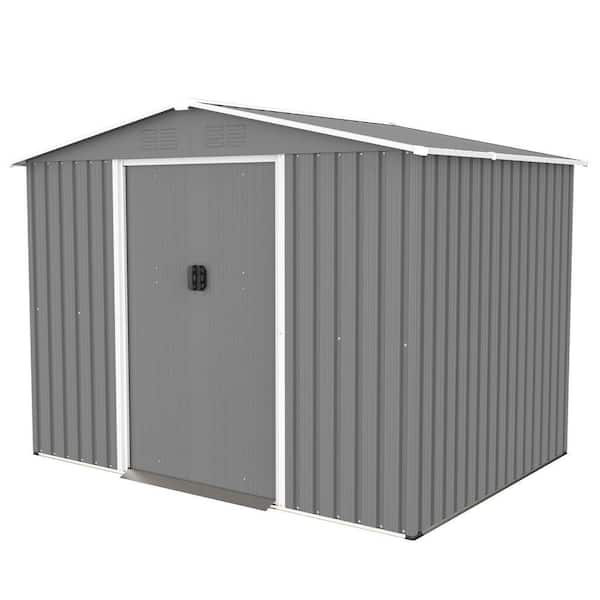 8 ft. W x 6 ft. D Metal Shed with Metal Foundation and Lockable Doors ...