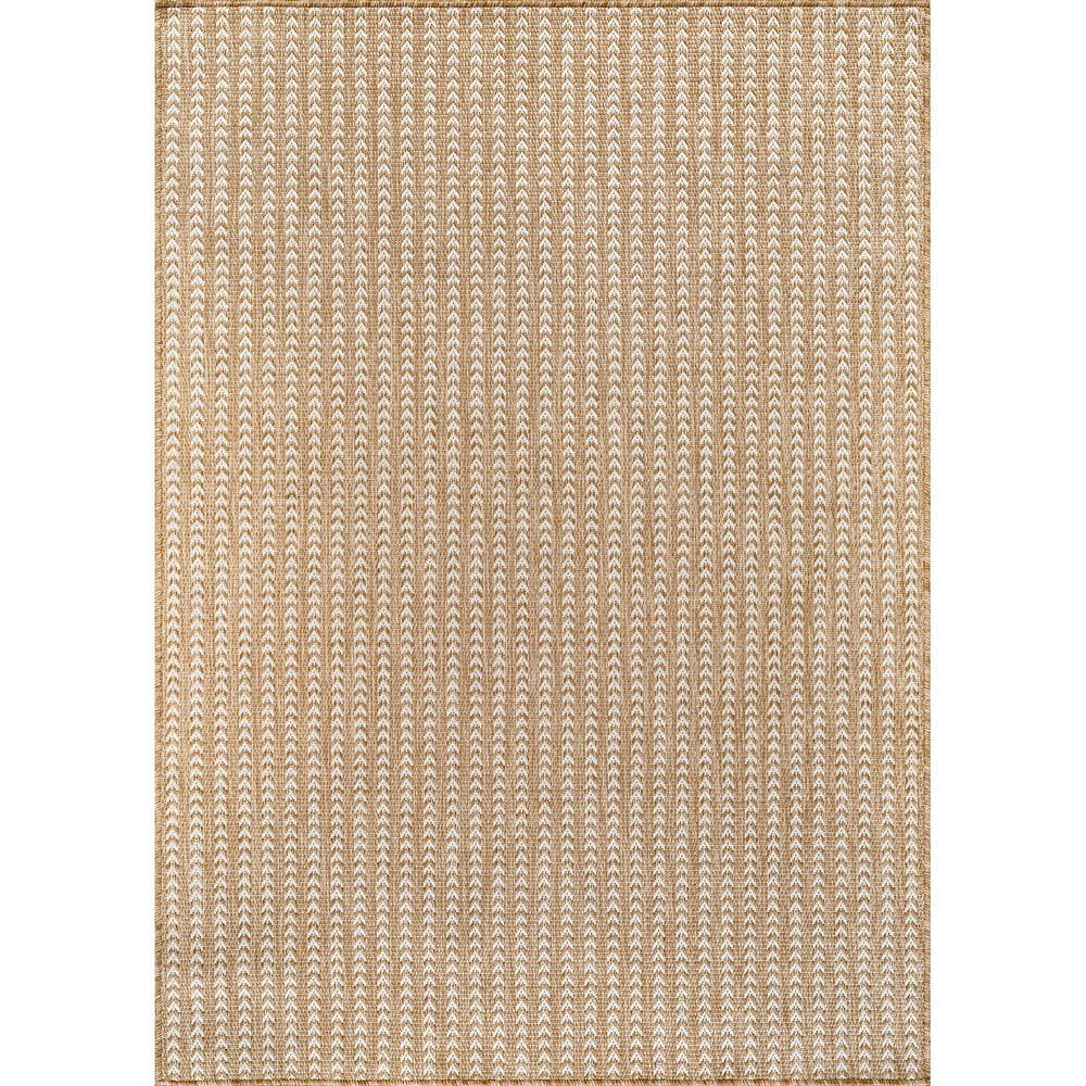 Beverly Rug Arrow Natural 8 ft. x 10 ft. Chevron Striped Washable ...