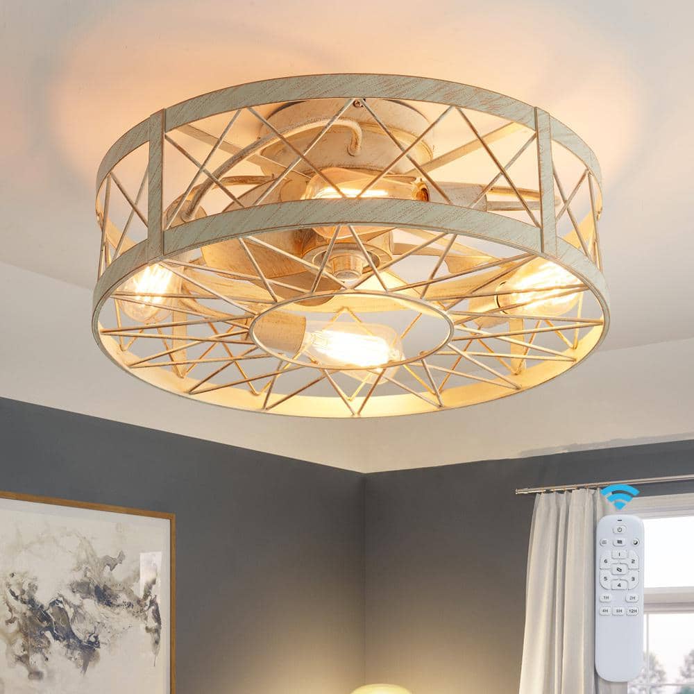 Deyidn 19.69 in. Smart Indoor Platinum Low Profile Standard Ceiling Fan ...