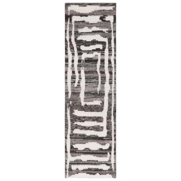 SAFAVIEH Casablanca 2 ft. x 8 ft. Ivory/Charcoal Two-Toned Spiral ...