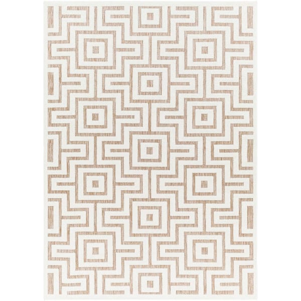 Livabliss San Diego Brown Geometric 5 ft. x 7 ft. Indoor/Outdoor Area ...