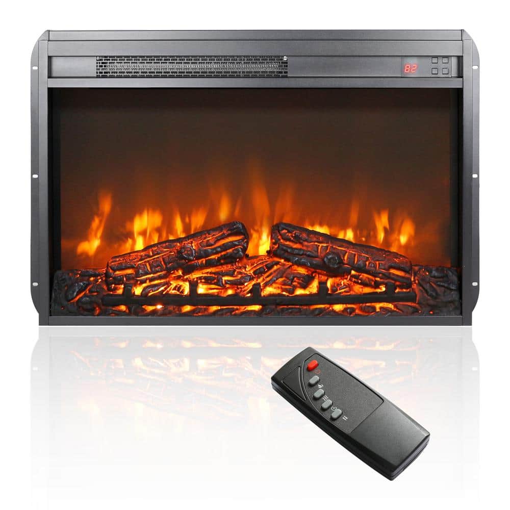 Nivencai 27.2 in. Wall Mount Electric Fireplace Insert in Black with Tempered Glass, Remote ...