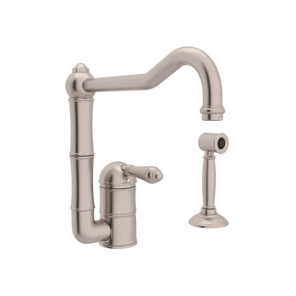 ROHL Single-Handle Standard Kitchen Faucet with Side Sprayer in Satin ...