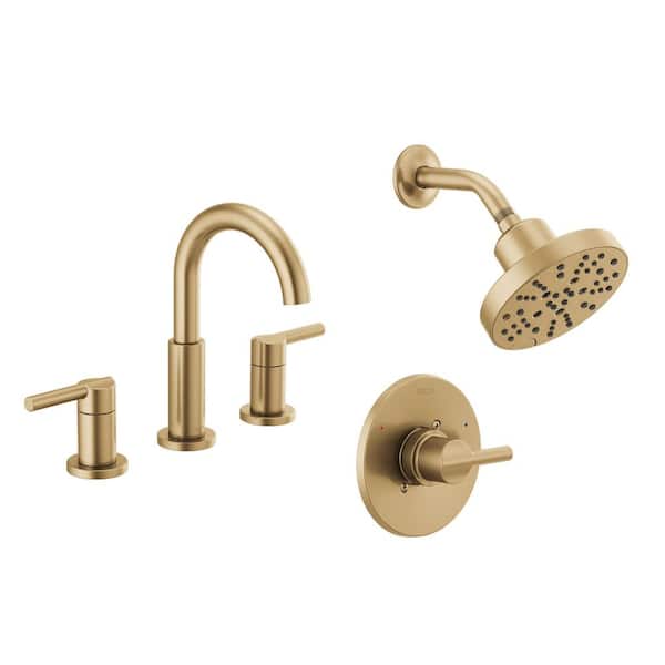 Delta Nicoli Gold 5-Spray Shower Faucet with 8 in. Widespread Double ...