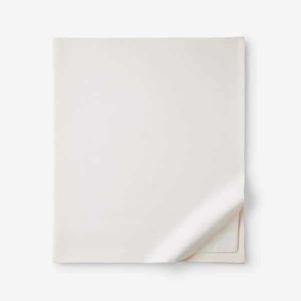 The Company Store Company Cotton Solid Velvet Flannel Ivory Cotton Twin/Twin XL Flat Sheet ...