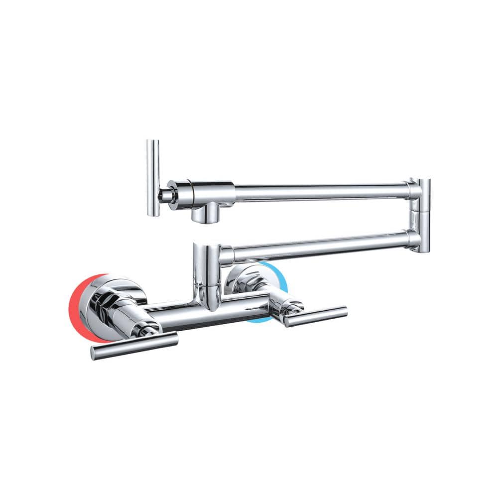 AVITAS Wall Mount 2-Hole Pot Filler with Hot and Cold Control and ...