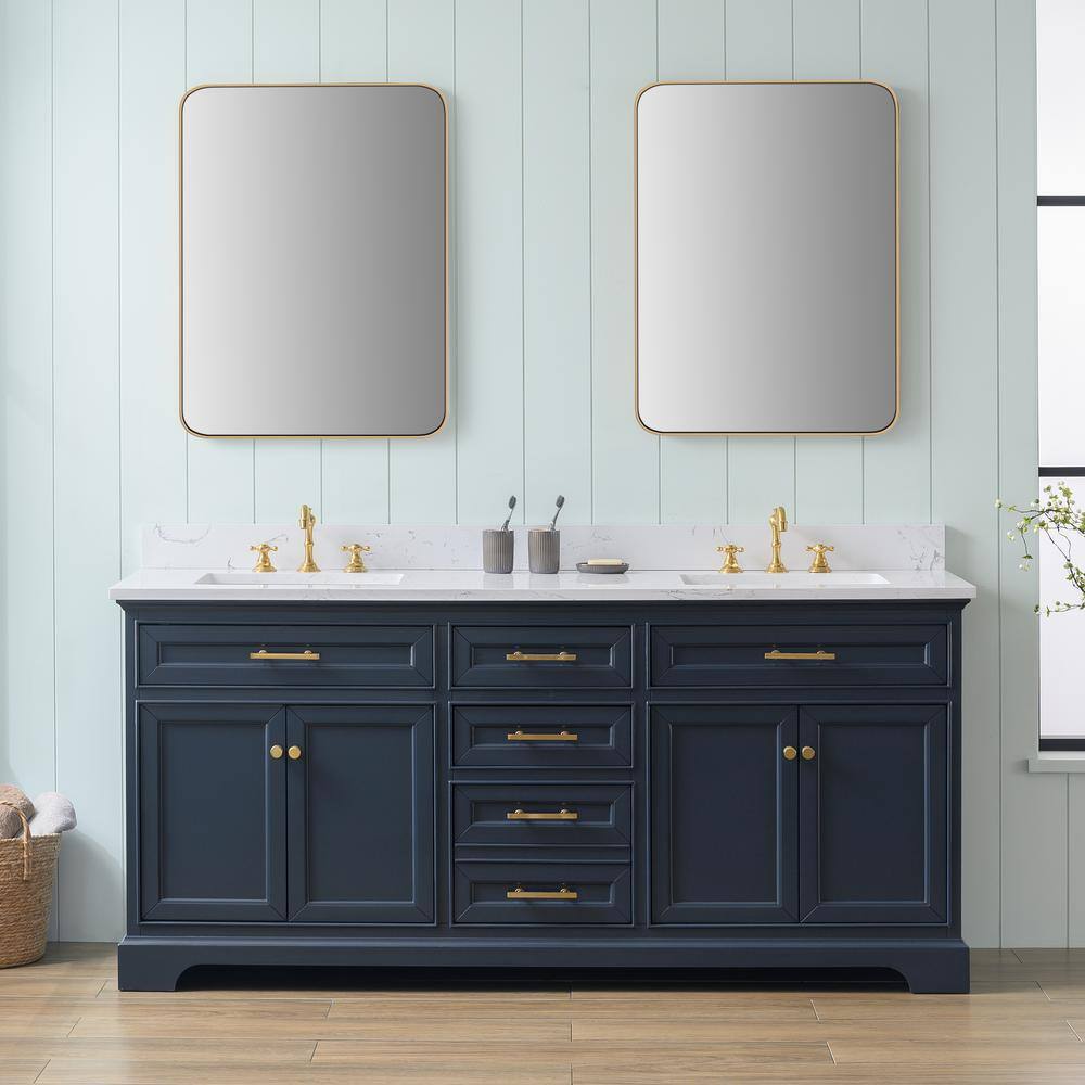 SUDIO Thompson 72 in. W x 22 in. D Bath Vanity in Indigo Blue with ...