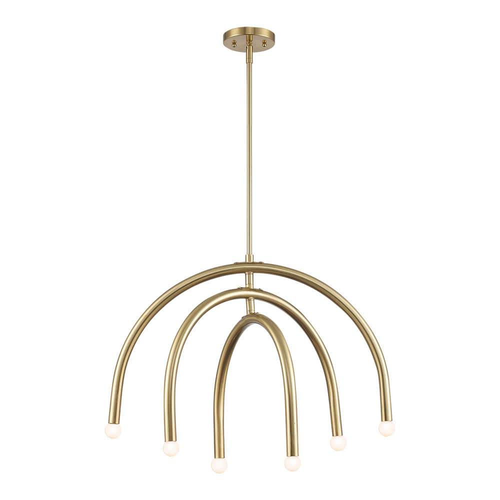 Monteaux Lighting 24 in. 6-Light Gold Arc Hanging Pendant Light Fixture ...