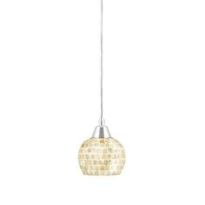 Bryson 100-Watt 1-Light Chrome Shaded Pendant Light Mini Pendant with 7 ...