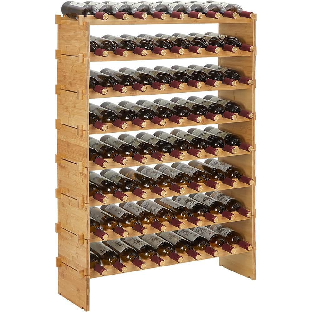 Garvee 72 Bottles Stackable Modular Wine Rack, 8 Tier Wooden Wine ...