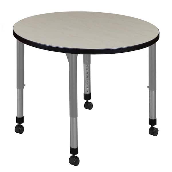 Regency Kee 30 in. Round Maple Composite Mobile Classroom Activity Desk ...