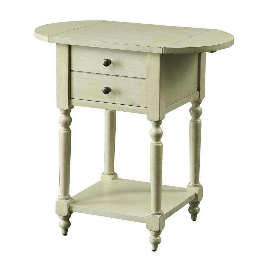Furniture of America Durrie 25 in. Antique White Rectangle Wood Side ...
