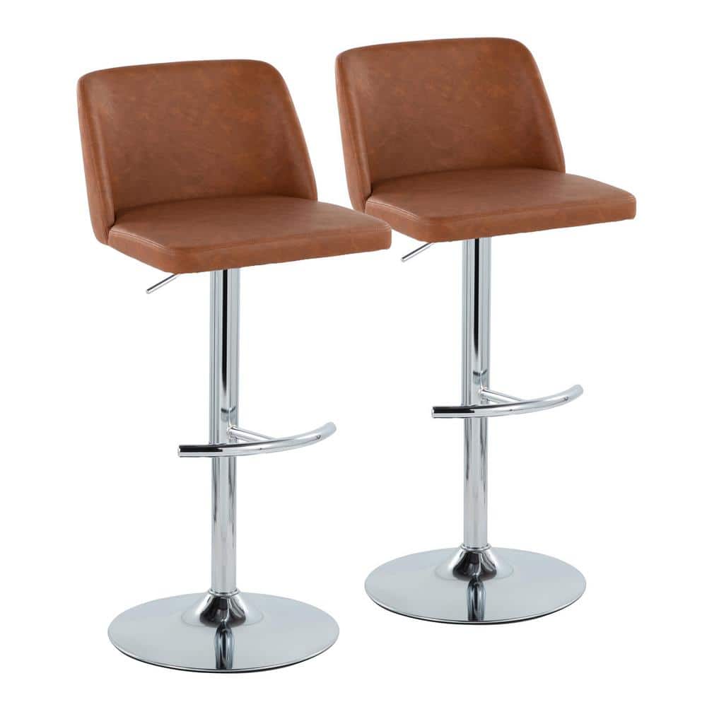 Lumisource Toriano 33 in. Camel Faux Leather and Chrome Metal ...