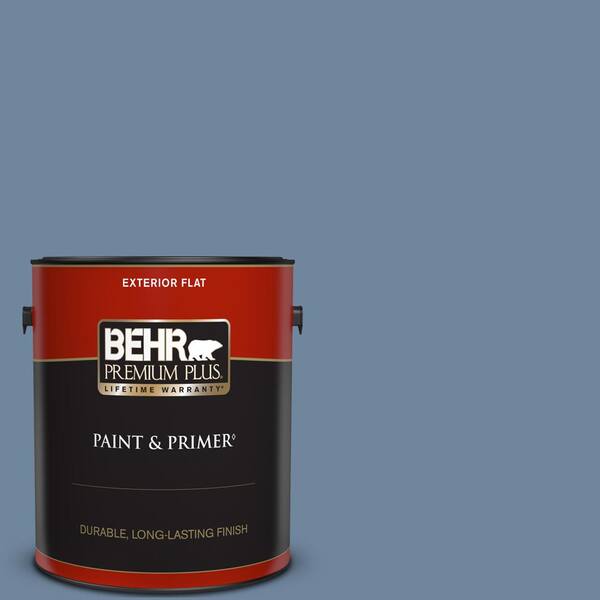 BEHR PREMIUM PLUS 1 gal. #S520-5 Thundercloud Flat Exterior Paint ...