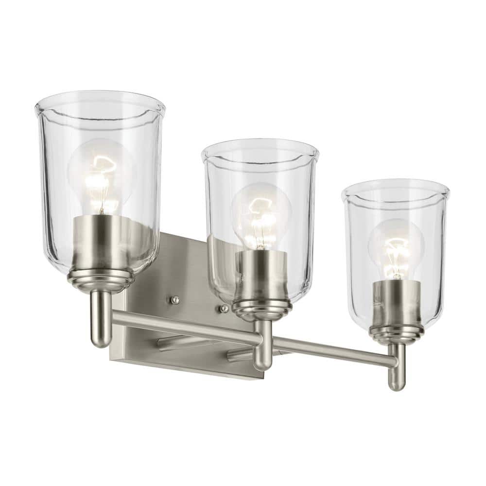 KICHLER Shailene 21 in. 3-Light Brushed Nickel Traditional Bathroom ...