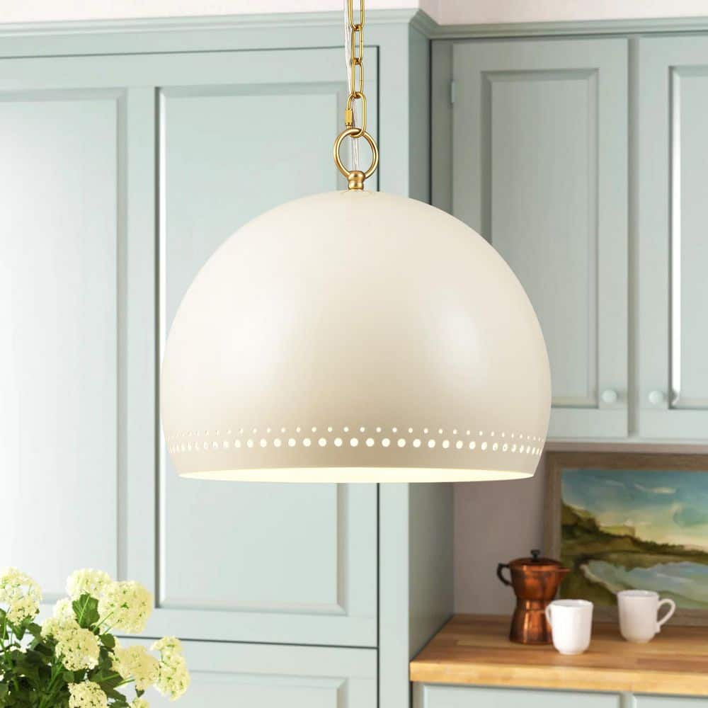 RRTYO Brindille 60-Watt 1-Light Modern White Dome Pendant Lights for ...