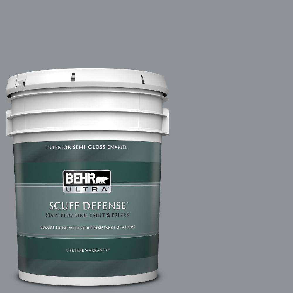 BEHR ULTRA 5 gal. #PPU26-05 Flint Gray Extra Durable Semi-Gloss Enamel ...