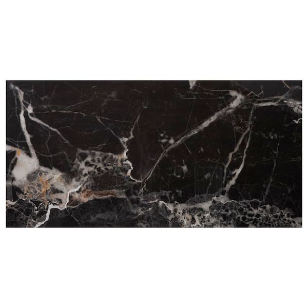 Ivy Hill Tile Montari Black Gold 4 in. x 0.35 in. Marble Look Polished ...