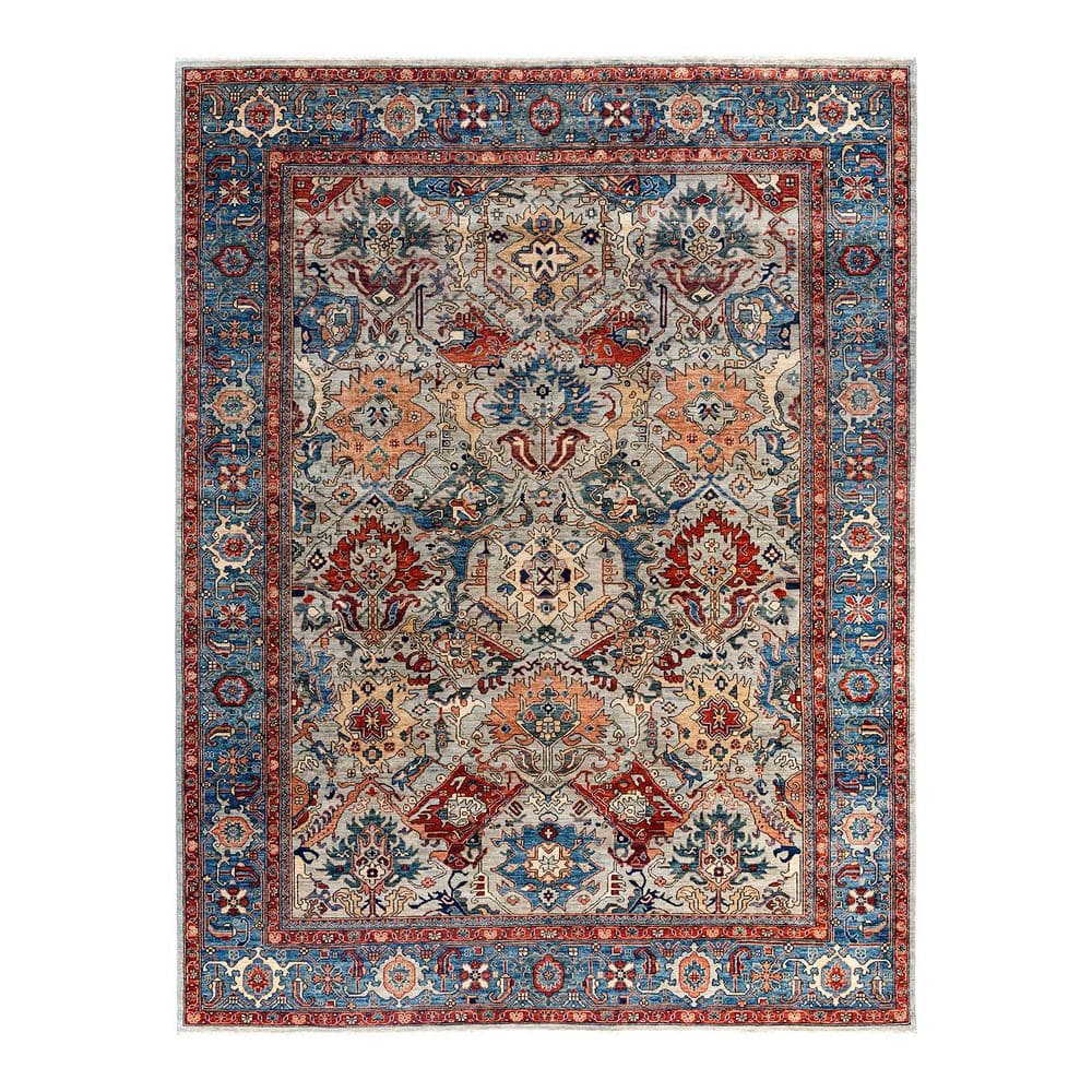 Chloe & Olivia Home Serapi Gray 9 ft. x 12 ft. Tribal Wool Indoor Area ...