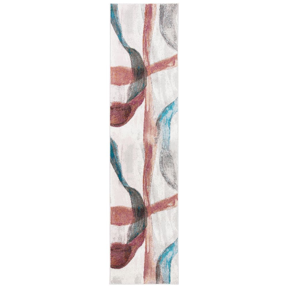 SAFAVIEH Aria 2 ft. x 8 ft. Ivory/Plum Abstract Runner Rug ARA109A-28 ...