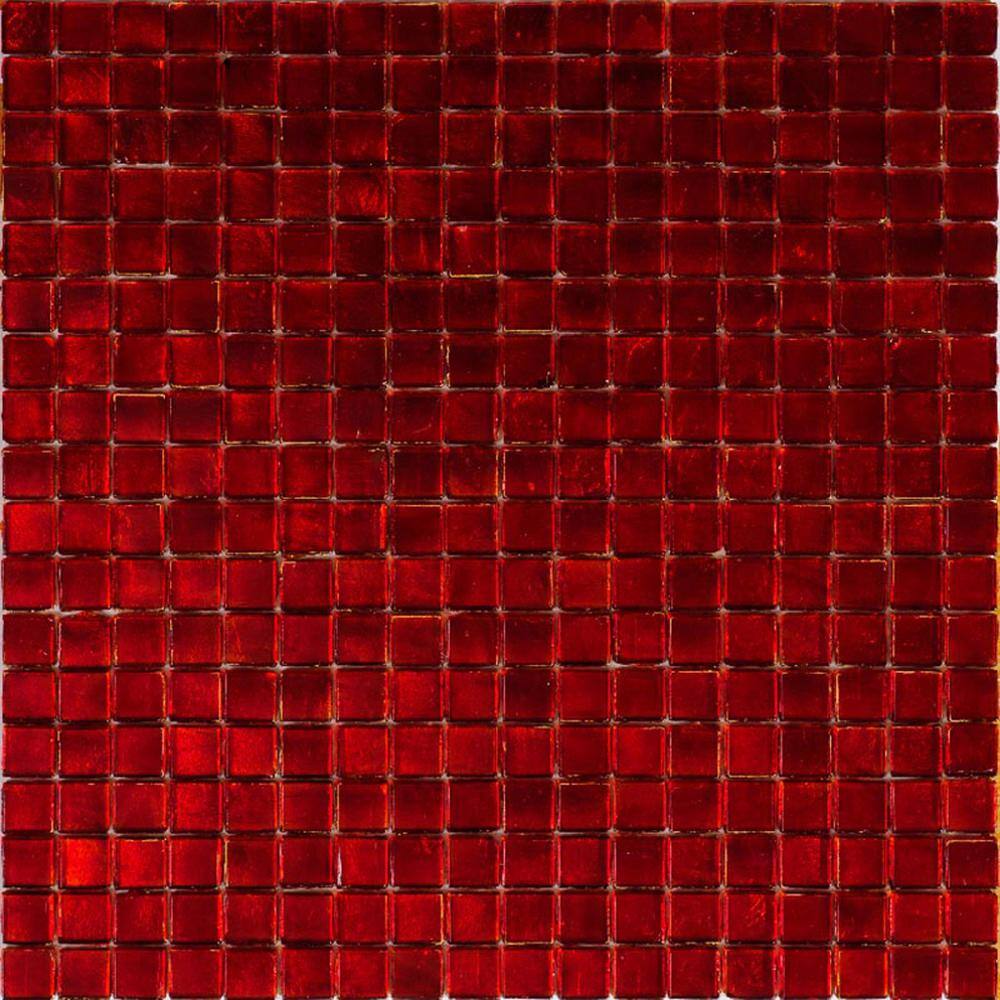Apollo Tile Skosh 4 in. x 6 in. Glossy Ruby Red Glass Mosaic Uniform ...