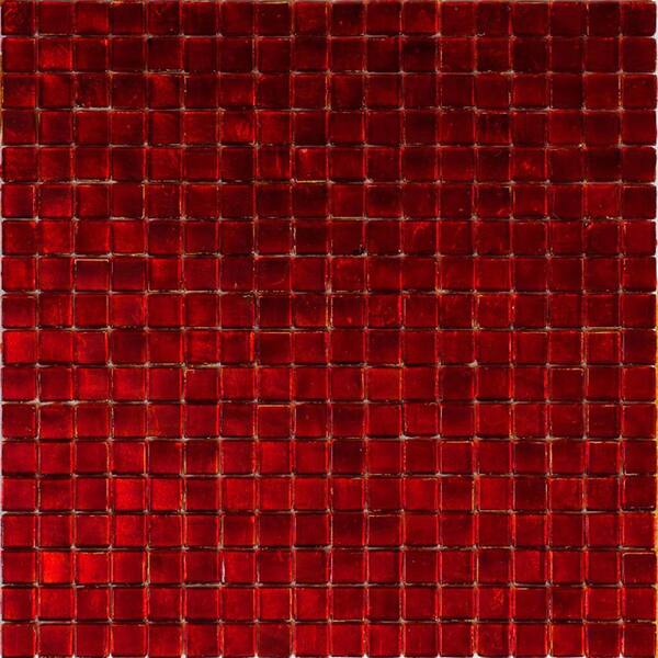 Apollo Tile Skosh 4 in. x 6 in. Glossy Ruby Red Glass Mosaic Uniform ...