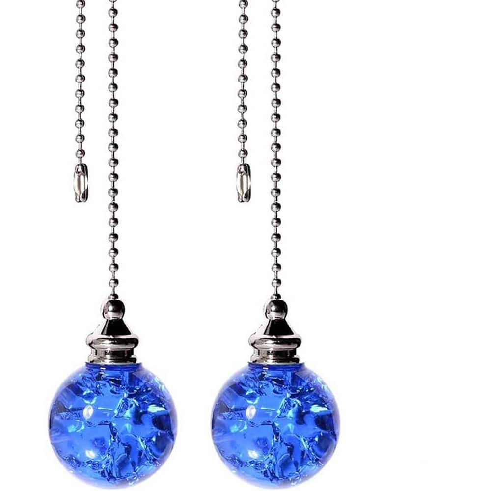 phyfalip Crystal Glass 21 in. Blue Ceiling Fan Pull Chains with ...