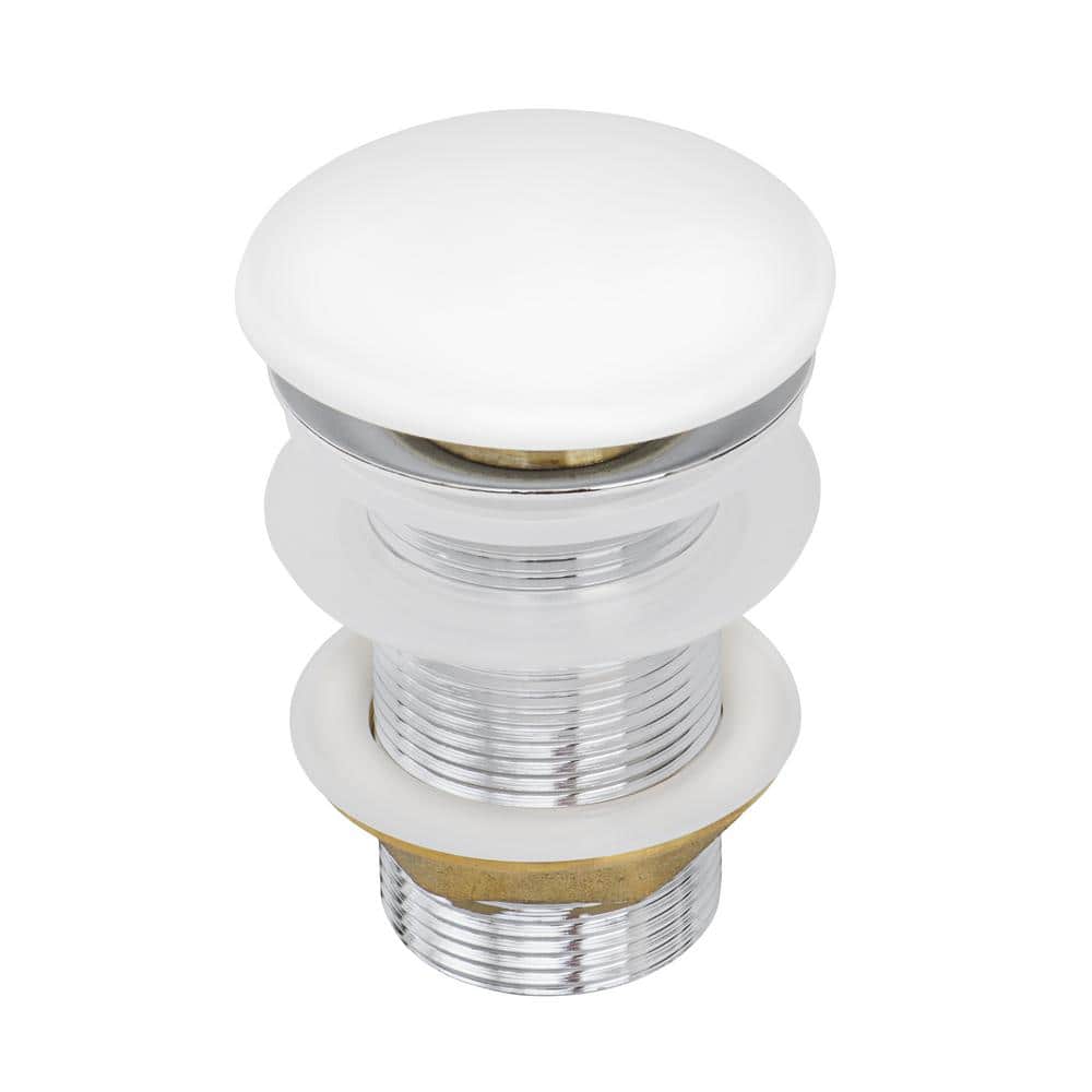 Ruvati 1.75 in. White Ceramic Top Push Pop-Up Drain for Bathroom Sinks ...