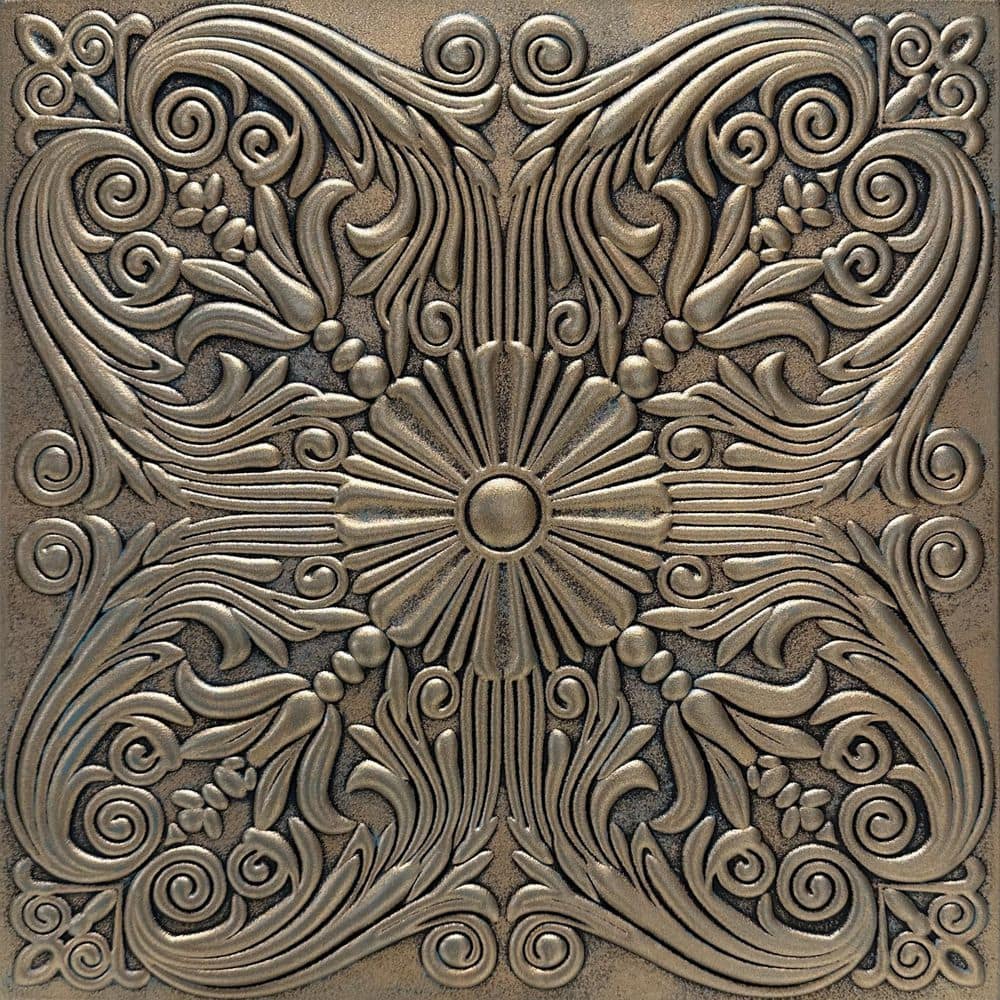 A La Maison Ceilings Spanish Silver Aged Copper 1.6 ft. x 1.6 ft ...